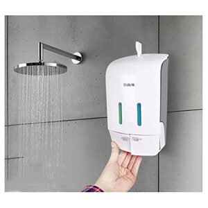 Soap Pump Dispenser Household Bathroom Hospital School Office Double Head Punch-Free Manual Wall-Mounted Soap Dispenser Resin Soap Dispenser White Bottles Dispenser (Color : Gold)