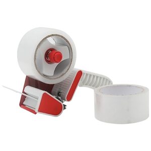 roseup packing tape dispenser gun with 2 rolls clear tape, 2 inch tape gun dispenser with 2 inch carton packing tape, lightweight industrial side loading tape dispenser, red