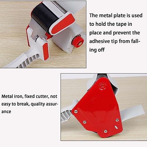 ROSEUP Packing Tape Dispenser Gun with 2 Rolls Clear Tape, 2 Inch Tape Gun Dispenser with 2 Inch Carton Packing Tape, Lightweight Industrial Side Loading Tape Dispenser, Red