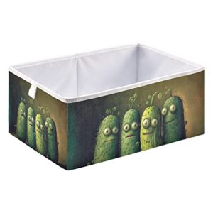 Vnurnrn Cute Cucumbers Collapsible Cube Storage Bins, Storage Box with Support Board, Foldable Fabric Baskets for Shelf Closet Cabinet