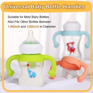 Baby Bottle Handles,4 Pack Silicone Baby Bottle Holder with Easy Grip Handles to Hold Their Own Bottle,Bottle Handles for 1.85" to 2.62" Diameter Baby Bottles and Straw Bottles