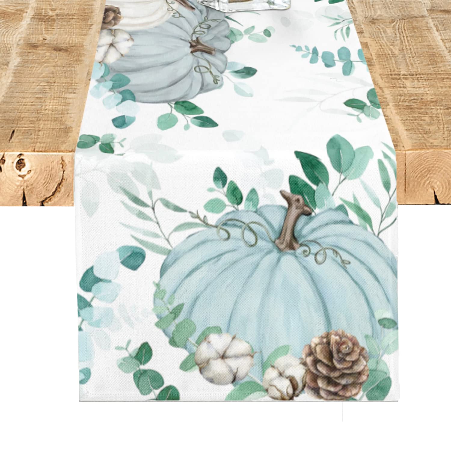 Fall Table Runner 72 Inches Long Blue Pumpkin Decor Autumn Thanksgiving Table Runner Decorations for Home