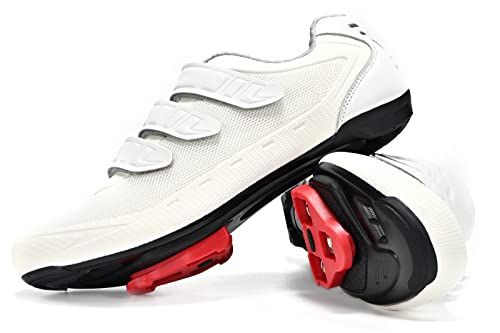 Mens Womens Indoor Cycling Shoes Compatible with Peloton Bike Shoes Cycling Shoes with Delta Cleats Clip Outdoor Pedal SPD Road Bike Shoes,White