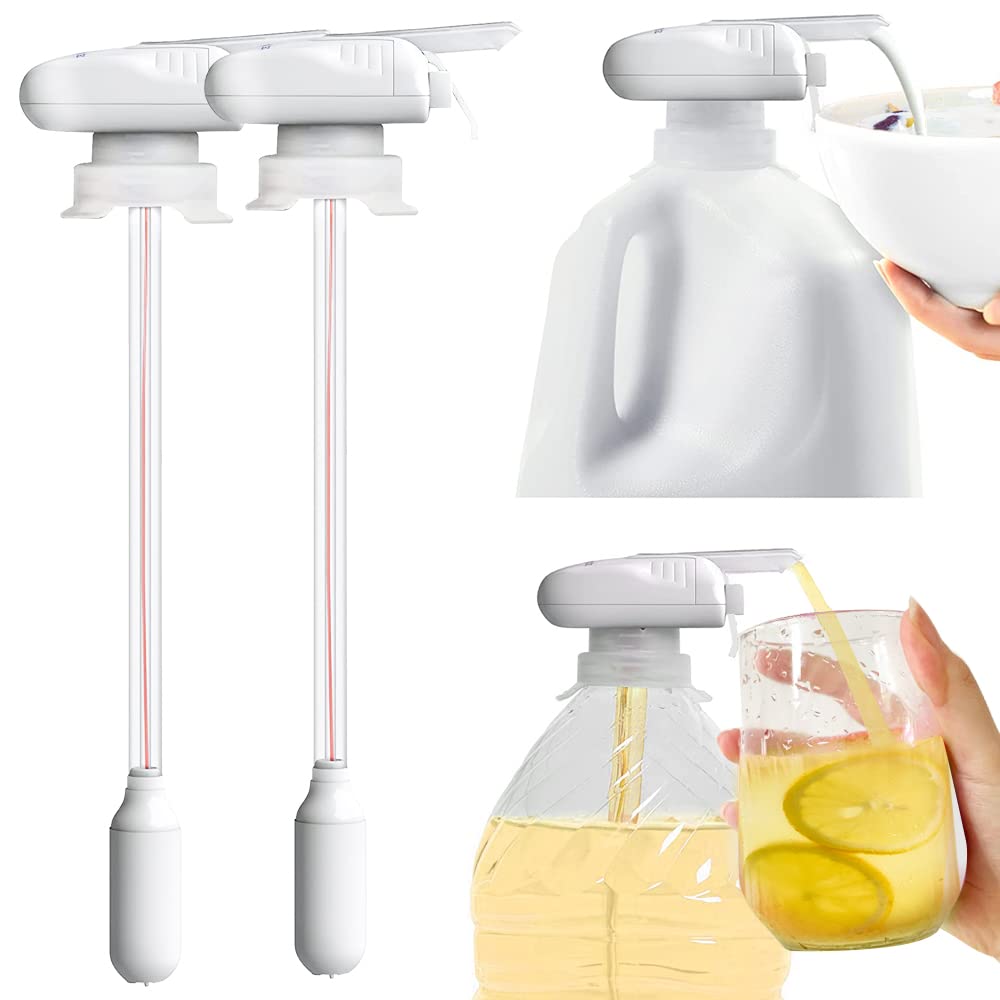 Automatic Drink Dispenser, Electric Drink Dispenser, Milk Pump Gallon, Milk Dispenser For Fridge, Pump For Milk Jug Can Prevent Milk From Overflowing and Hands-Free, Suitable for Kitchen 2 Pcs