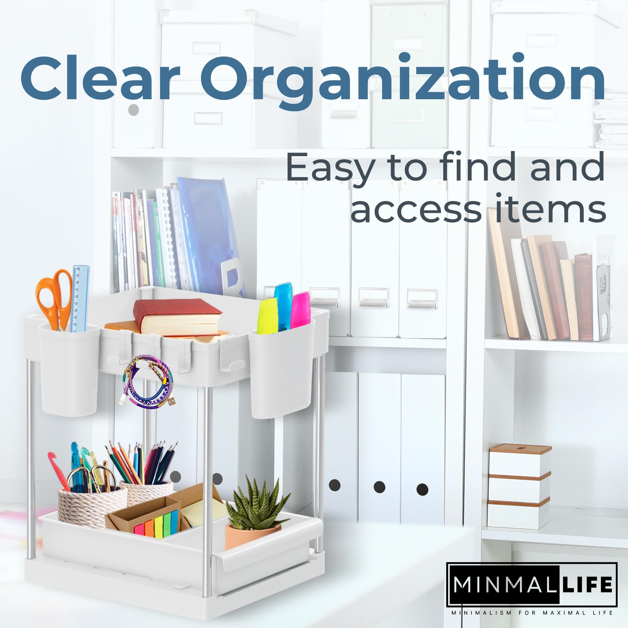 Minmallife 2 Tier Under Sink Organizer - Set of 1 Under the Sink Organizer/Under Kitchen Sink Organizer - Applicable as Medicine Cabinet Organizer, Kitchen Cabinet Organizer, Bathroom Sink Organizer