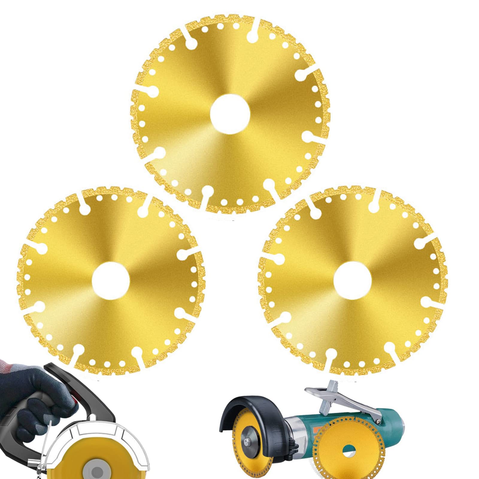 Cutting Disc, Cut Off Wheels 4 1/2 Inch with Conversion Gasket, 7/8" Arbor Angle Grinder Blades, Diamond Cutting Wheels for Angle Grinder for Smooth Cutting, Chamfering, Grinding of Materials.(3)