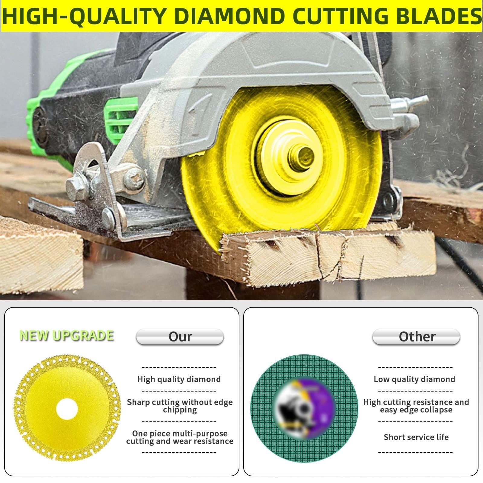 Cutting Disc, Cut Off Wheels 4 1/2 Inch with Conversion Gasket, 7/8" Arbor Angle Grinder Blades, Diamond Cutting Wheels for Angle Grinder for Smooth Cutting, Chamfering, Grinding of Materials.(3)