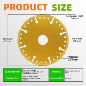 Cutting Disc, Cut Off Wheels 4 1/2 Inch with Conversion Gasket, 7/8" Arbor Angle Grinder Blades, Diamond Cutting Wheels for Angle Grinder for Smooth Cutting, Chamfering, Grinding of Materials.(3)