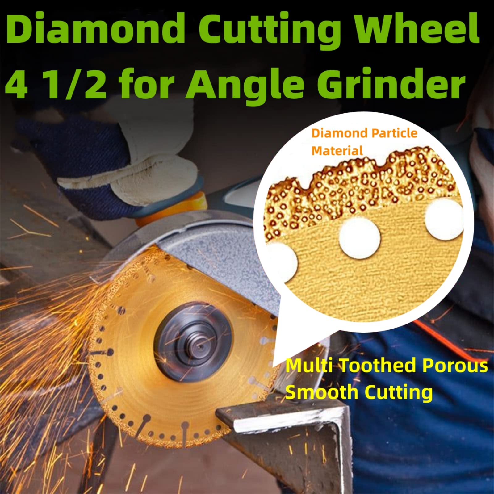 Cutting Disc, Cut Off Wheels 4 1/2 Inch with Conversion Gasket, 7/8" Arbor Angle Grinder Blades, Diamond Cutting Wheels for Angle Grinder for Smooth Cutting, Chamfering, Grinding of Materials.(3)