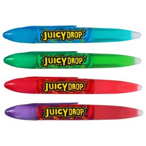 Juicy Drop Sour Gel Pen Candy Variety Pack, 12 Count (Pack of 1) - Assorted Fruity Flavors Sour Candy - Ideal for Kids Parties, Birthdays & Celebrations - Individually Wrapped, Fun Sour Gel Candy