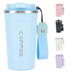 travel coffee mug 16 oz, insulated coffee cups with lid, thermos stainless steel coffee mugs spill proof, double wall vacuum tumbler, reusable to go mug for hot/ice coffee