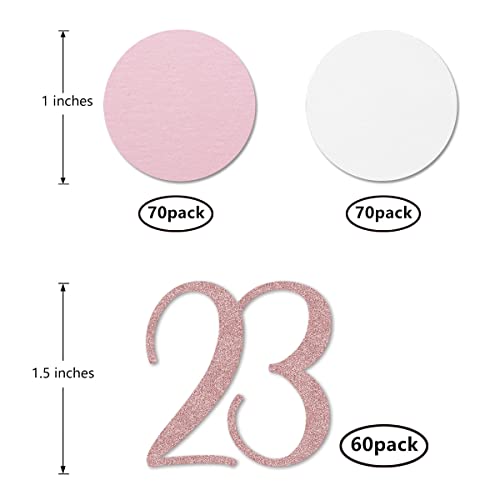 Rose Gold 23 Confetti, 23rd Glitter Birthday Number Confetti, 200pcs Anniversary Party Table Decoration Supplies