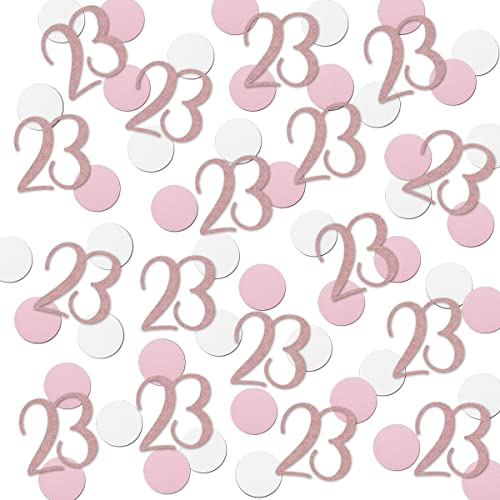 Rose Gold 23 Confetti, 23rd Glitter Birthday Number Confetti, 200pcs Anniversary Party Table Decoration Supplies