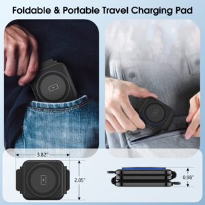 Pocket Wireless Charger for Samsung Android Phone, Fast Foldable Travel Wireless Charging Station Stand Compatible for Samsung Galaxy Watch/Buds Pro/for Samsung S24/S23 Ultra/S22/Z Flip 4/3 Fold 4/3