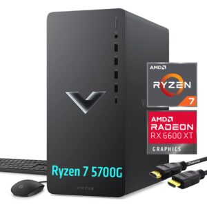 hp 15l victus gaming pc, amd ryzen 7 5700g(beat i9-10920x, 4.6 ghz), 32gb ram - 2tb pcie ssd, radeon rx 6600xt(beat rtx 3060), prebuilt gaming pc bundle, wifi 6, 3 displayport, windows 11 home, black