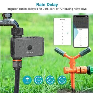 WiFi Sprinkler Timer, WiFi Water Timer for Garden, Irrigation Hose Timer with Hub, APP & Voice Control, Remote Control Irrigation System Compatible with Alexa, Two Irrigation Modes/Rain Delay