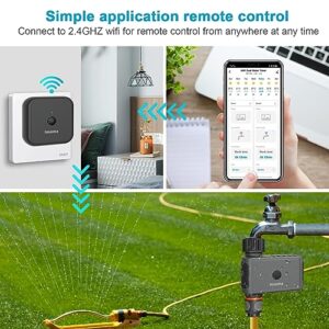 WiFi Sprinkler Timer, WiFi Water Timer for Garden, Irrigation Hose Timer with Hub, APP & Voice Control, Remote Control Irrigation System Compatible with Alexa, Two Irrigation Modes/Rain Delay