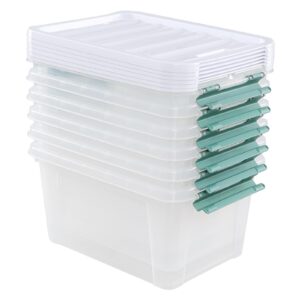 Yuright 20 Quart Plastic Storage Latch Box, 6 Packs Clear Lidded Storage Bins