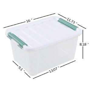 Yuright 20 Quart Plastic Storage Latch Box, 6 Packs Clear Lidded Storage Bins