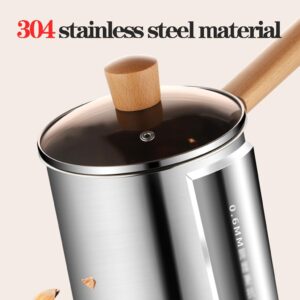 Deep Fryer Pot 304 Stainless Steel Frying Pan with Strainer Basket and Handle,Japanese Tempura Fryer Deep Fryers Frying Pot for Frying Fish Shrimp Chicken and Fries (Silver)