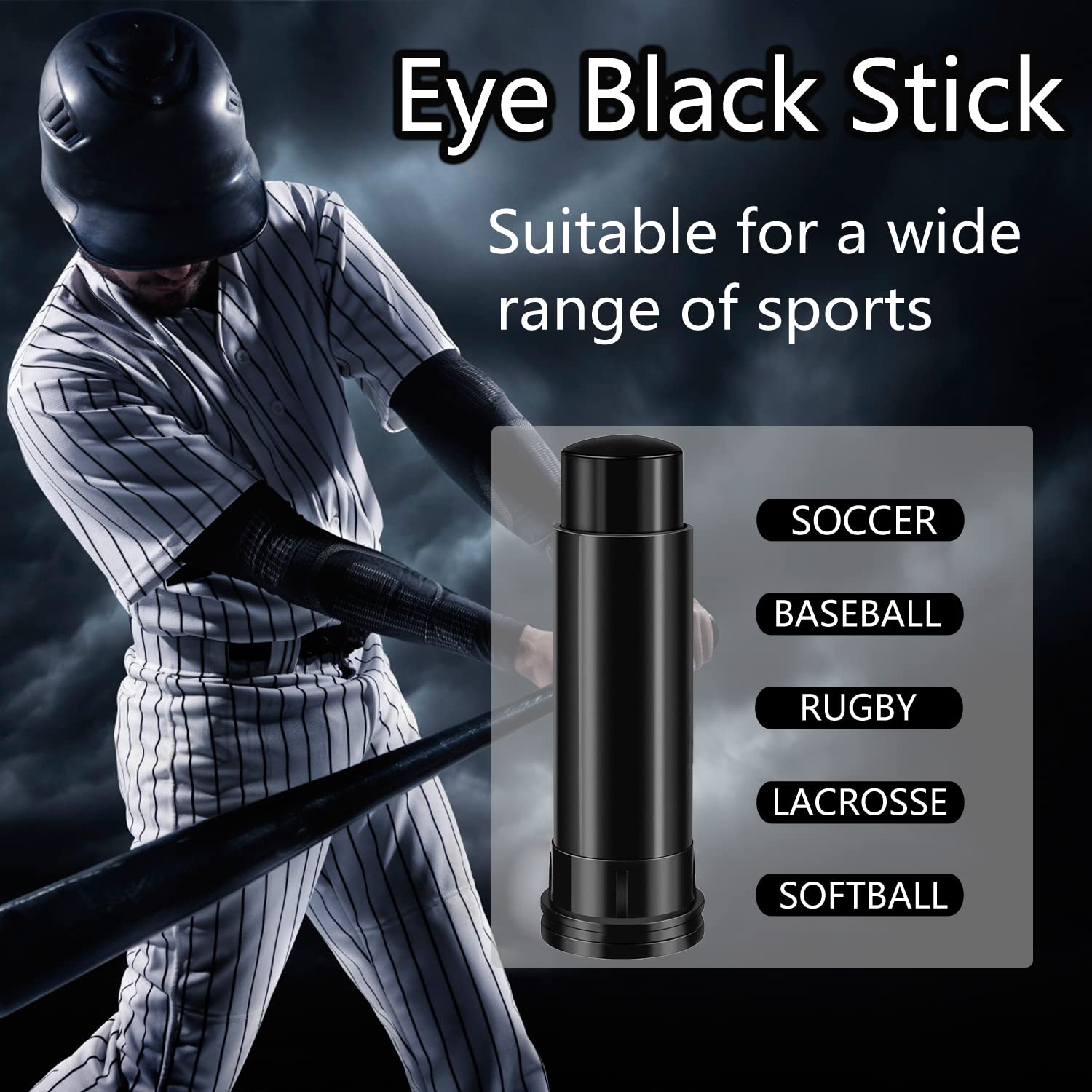 Yrarbil Eye Stick (Black) for Sports, Easy to Color Black Face Makeup Eye Stick Football/Baseball/Softball/Lacrosse Cosplay Makeup Accessories (1 Pcs)