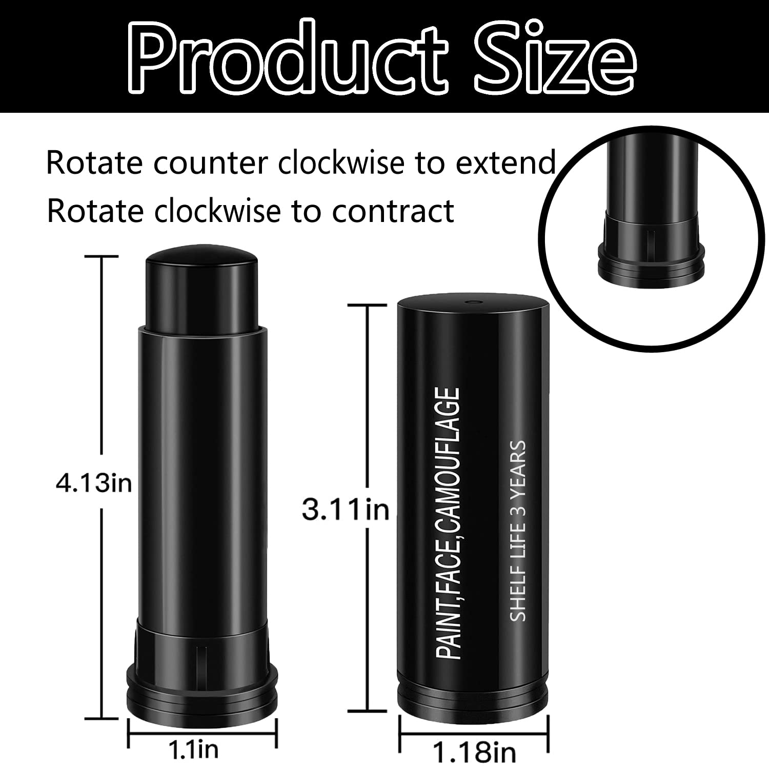 Yrarbil Eye Stick (Black) for Sports, Easy to Color Black Face Makeup Eye Stick Football/Baseball/Softball/Lacrosse Cosplay Makeup Accessories (1 Pcs)