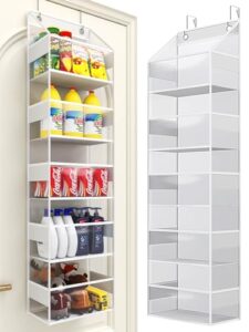 photoone 5-tier over the door storage hanging organizer, clear hanging storage pantry organizer, large capacity door organizer for closet, bedroom, baby nursery, bathroom and sundries