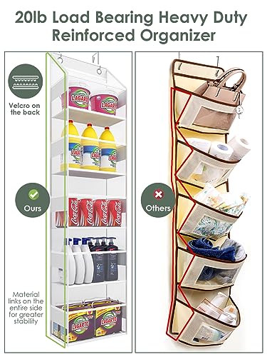 PHOTOONE 5-tier Over The Door Storage Hanging Organizer, Clear Hanging Storage Pantry Organizer, Large Capacity Door Organizer for Closet, Bedroom, Baby Nursery, Bathroom and Sundries