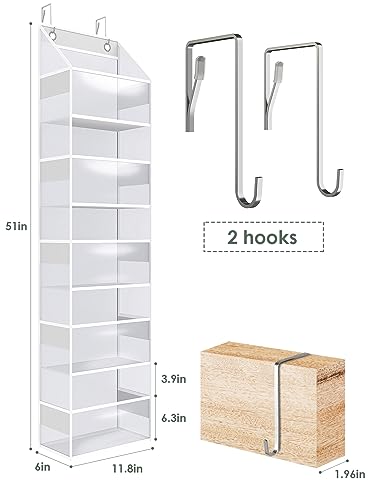 PHOTOONE 5-tier Over The Door Storage Hanging Organizer, Clear Hanging Storage Pantry Organizer, Large Capacity Door Organizer for Closet, Bedroom, Baby Nursery, Bathroom and Sundries