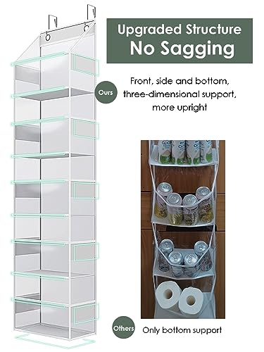 PHOTOONE 5-tier Over The Door Storage Hanging Organizer, Clear Hanging Storage Pantry Organizer, Large Capacity Door Organizer for Closet, Bedroom, Baby Nursery, Bathroom and Sundries