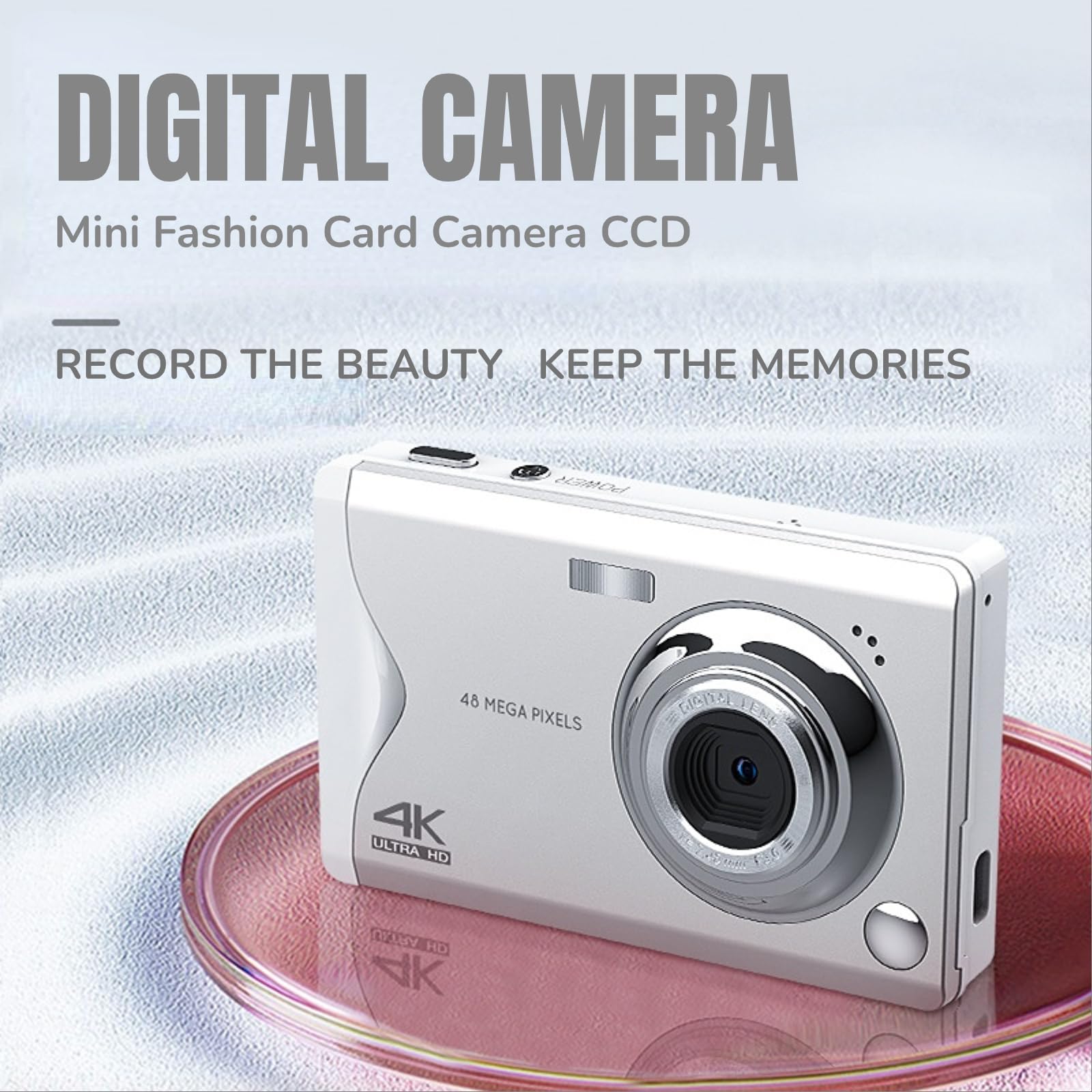 48MP Digital Camera for Photography, 3.0in LCD 4K Vlogging Camera Video Camera, 16X Digital Zoom Anti Shaking Compact Point and Shoot Camera for Teens Beginners Gift (White)