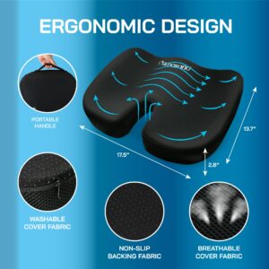 Pressure Relief Seat Cushion, Seat Cushions for Office Chairs, Sciatica Pain Relief Pillow, Tailbone Pain Relief Cushion, Gel Seat Cushion, Desk Chair Cushion, Car Seat Cushions for Driving