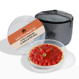 2 Pack Pie Carrier with Lid & Insulated Food Carrying Case Bag - 12" Food Storage Containers for Pies, Cheesecake, Flan, Pizza, Tortilla & More