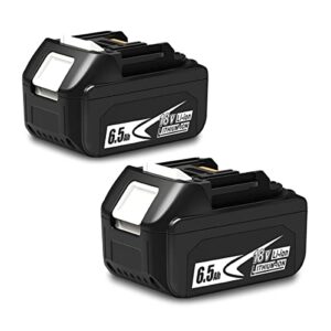 atcuji 2 pack 6.5ah bl1860b 18v battery replace for makita 18 volts battery 6.0ah bl1860b 5.0ah bl1850 4.0ah bl1840, compatible with makita 18v battery 6ah 5ah 4ah