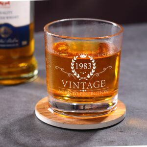 41th Birthday Gifts for Men, Whiskey Glass Set in Gift Box, 41th Birthday Decorations for Him, Dad, Husband, Friends, 41 Year Anniversary, Bday Gifts Ideas - Ice Ball Mold & Coaster & Gift Card