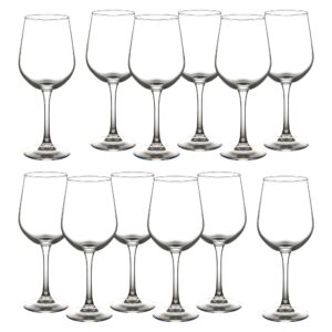 umeied tempered wine glasses set of 12, 12-oz wine glass chip resistant, bulk wine glass set for restaurants, bars, picnics, dishwasher safe