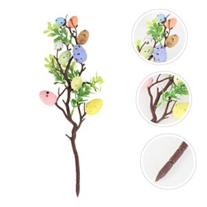 NOLITOY 1pc Easter Egg Cuttings Easter Eggs Branches Easter Cake Toppers Fake Eggs Bouquet Artificial Flowers Bouquet Easter Egg Flower Arrangement Easter Crafts Faux Plant Stems