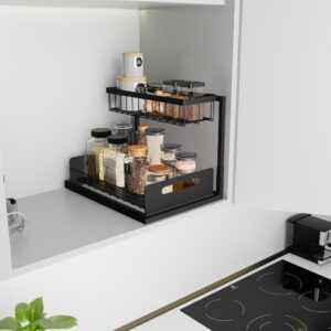 Nevitably Under Sink Storage, 2 Tier Under Kitchen Sink Organizer, Under Cabinet Storage, Under Sink Organizer and Storage Bathroom