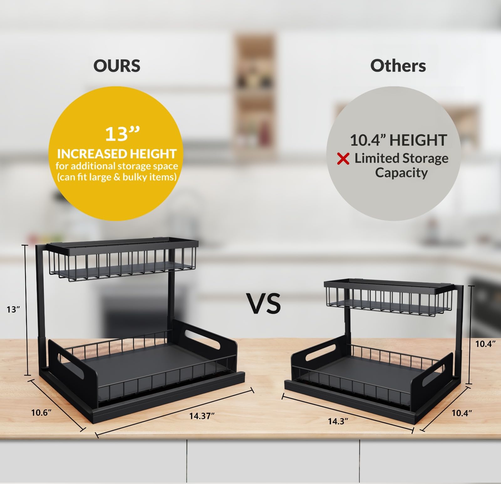 Nevitably Under Sink Storage, 2 Tier Under Kitchen Sink Organizer, Under Cabinet Storage, Under Sink Organizer and Storage Bathroom