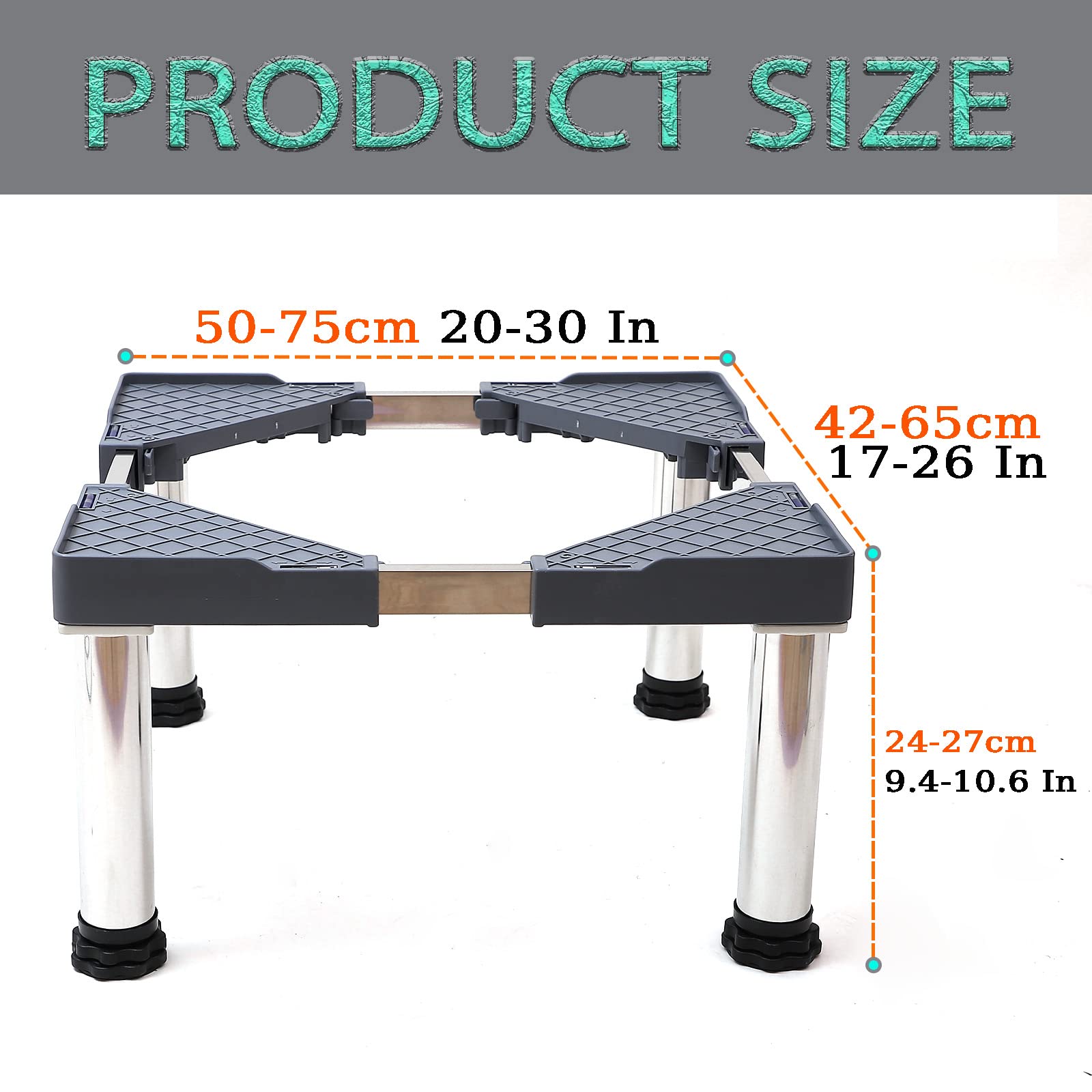 Washer and Dryer stand-Adjustable Refrigerator stand with 4 Heavy Duty Feet Increase 9.4~10.6 inch Height Max Load 570LB/260KG,YiHYSj