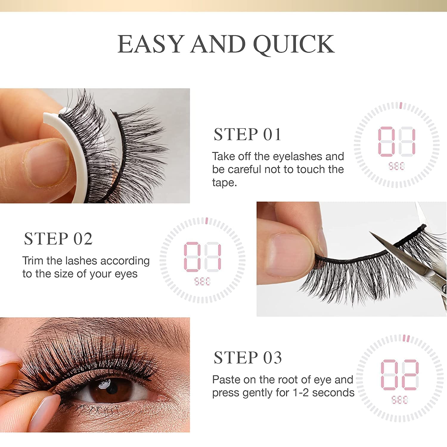 Self Adhesive Eyelashes, Reusable Self Adhesive Eyelashes, Self Adhesive Eyelashes Reusable Self Sticking, Reusable Eyelashes Self Adhesive, Reusable Self-adhesive Eyelashes Natural Look , Self Sticking, No Glue Eyelashes（2 Styles)