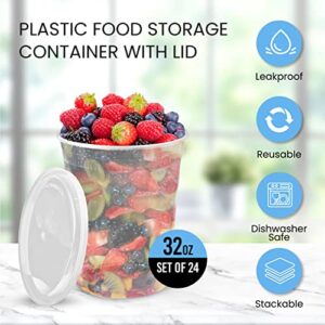 CONTAIN FRESH Deli Containers with Lids, Food Storage Containers with Lids 32 OZ (32 OZ -24 sets)