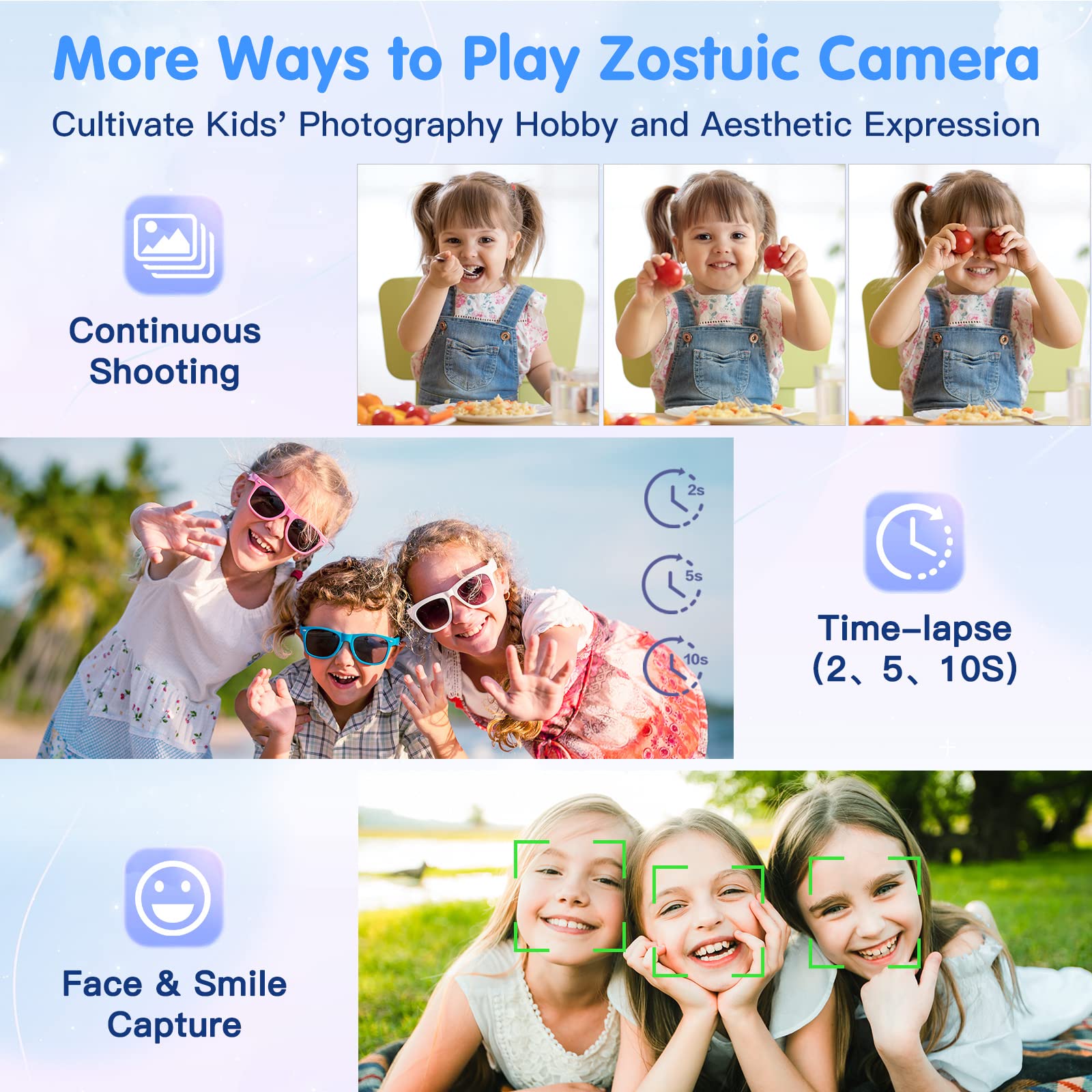 Newest Digital Camera, 1080P Digital Camera for Kids with 32GB Card Anti-Shake, Portable Point and Shoot Camera Fill Flash 16X Zoom, Small Camera