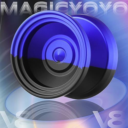 MAGICYOYO V8 Responsive Metal Yoyo for Kids Beginners + Yoyo Glove + 6 Yoyo Strings (Black Blue)