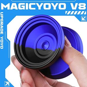 MAGICYOYO V8 Responsive Metal Yoyo for Kids Beginners + Yoyo Glove + 6 Yoyo Strings (Black Blue)