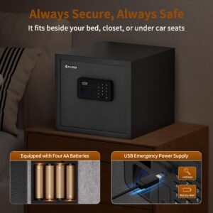 Billconch Smart Gun Safe for Multiple Pistols - Automatic Lock Safe Box with LCD Display/Voice Guide, Quick Access Unlock with Fingerprint/Keypad/Key/App, Biometric Handgun Safe for Money Valuables