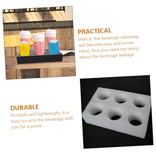 2Pcs Milk Tea Cup Holder Coffee Cup Trays take Out Cup Carriers Drink Bottle Carrier Foam Drink Holder Insulated Coffee Mugs Cup Holder with 6 Holes Beer Portable Pearl re-usable