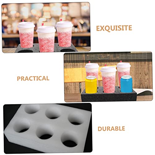 2Pcs Milk Tea Cup Holder Coffee Cup Trays take Out Cup Carriers Drink Bottle Carrier Foam Drink Holder Insulated Coffee Mugs Cup Holder with 6 Holes Beer Portable Pearl re-usable