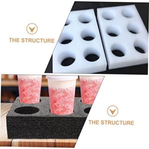 2Pcs Milk Tea Cup Holder Coffee Cup Trays take Out Cup Carriers Drink Bottle Carrier Foam Drink Holder Insulated Coffee Mugs Cup Holder with 6 Holes Beer Portable Pearl re-usable