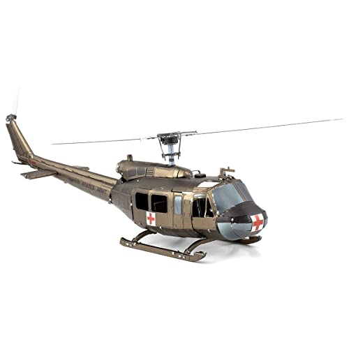 Fascinations Metal Earth UH-1 Huey Helicopter Color 3D Metal Model Kit Bundle with Tweezers